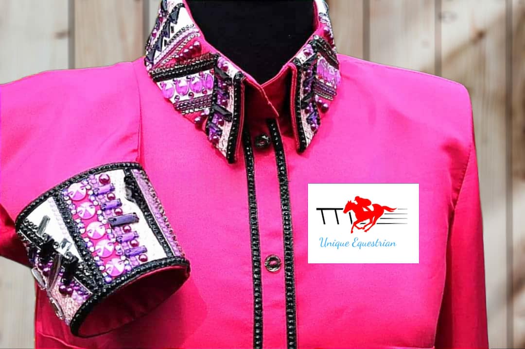Pink Western Show Shirt With Precious Glass Applique Pink Western Show ...