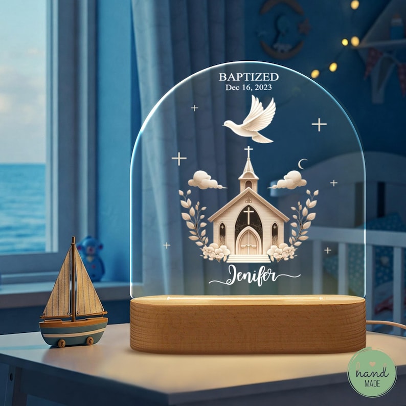 Personalized Baptism Night Light: Custom LED Nursery Decor - Etsy