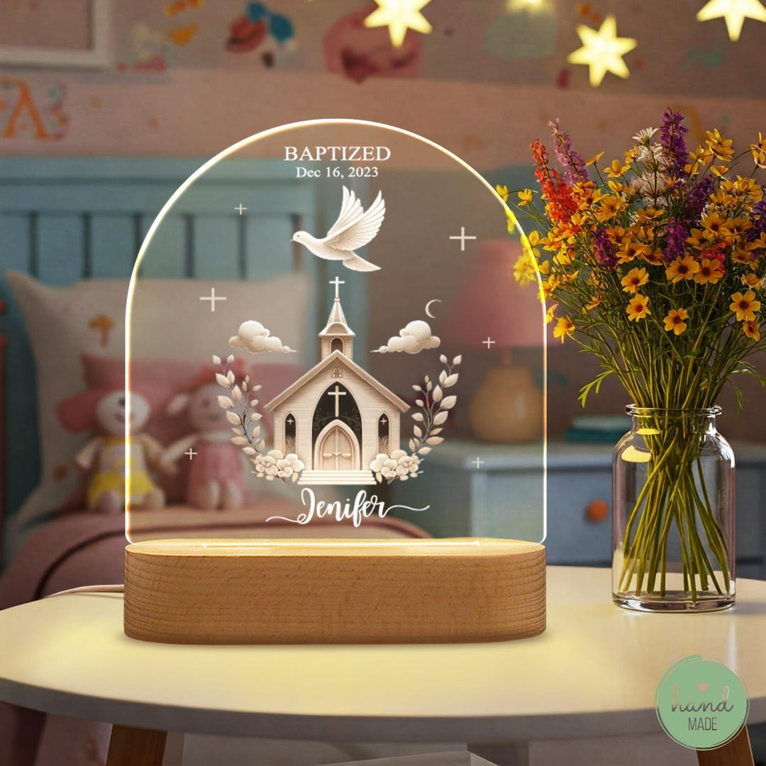 Personalized Baptism Night Light: Custom LED Nursery Decor - Etsy