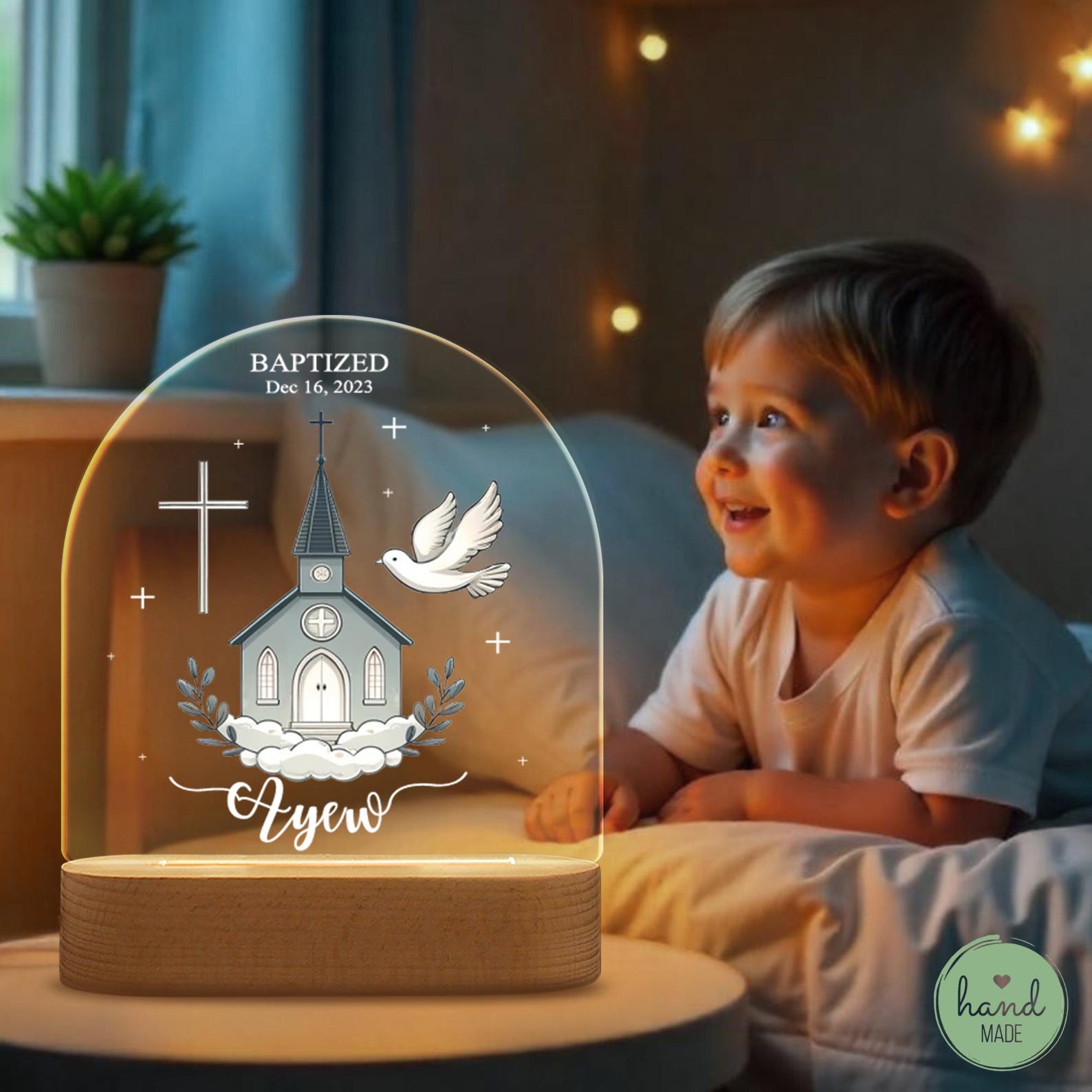 Personalized Baptism Night Light: Custom LED Nursery Decor - Etsy