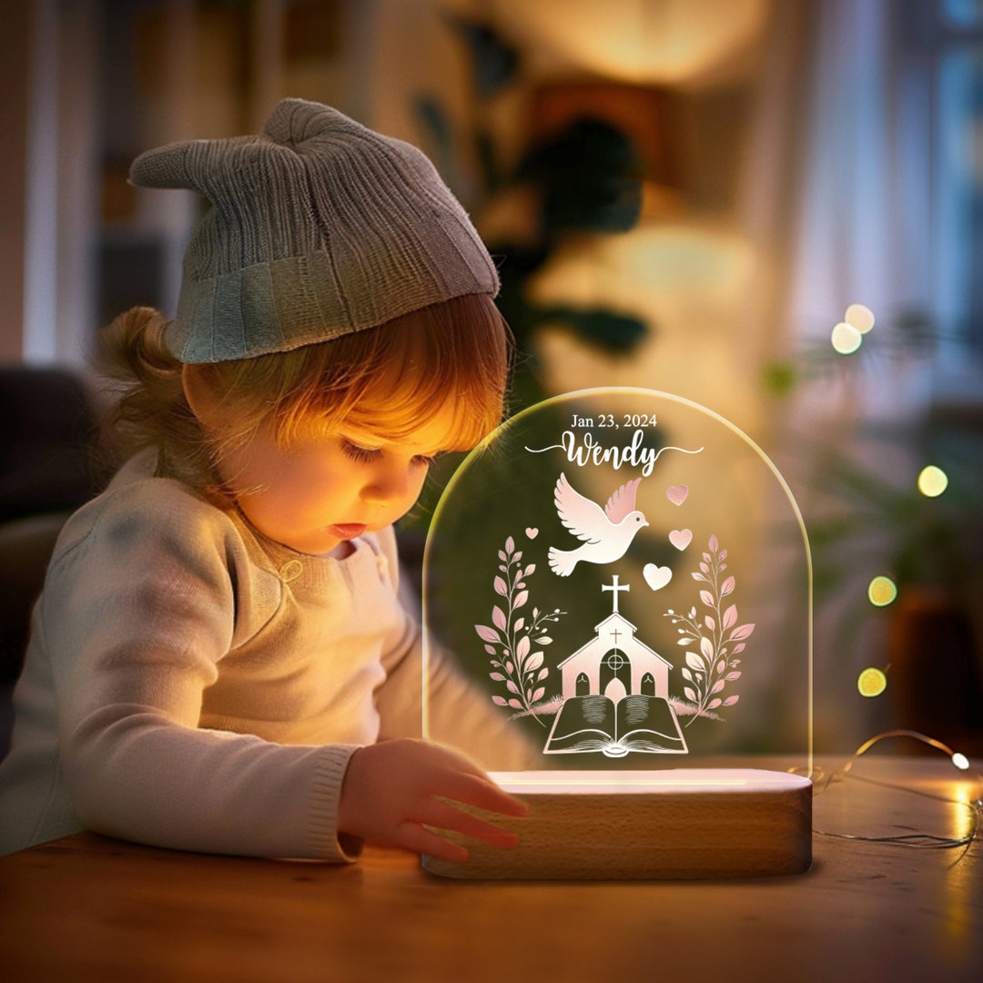 Personalized Baptism Night Light: Baby Girl Nursery Decor Gift - Etsy