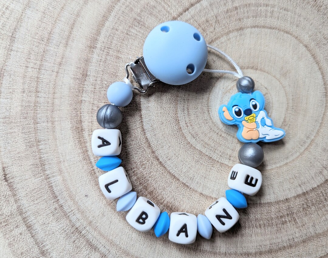 Blue Gray Stitch Style Pacifier Clip - Etsy