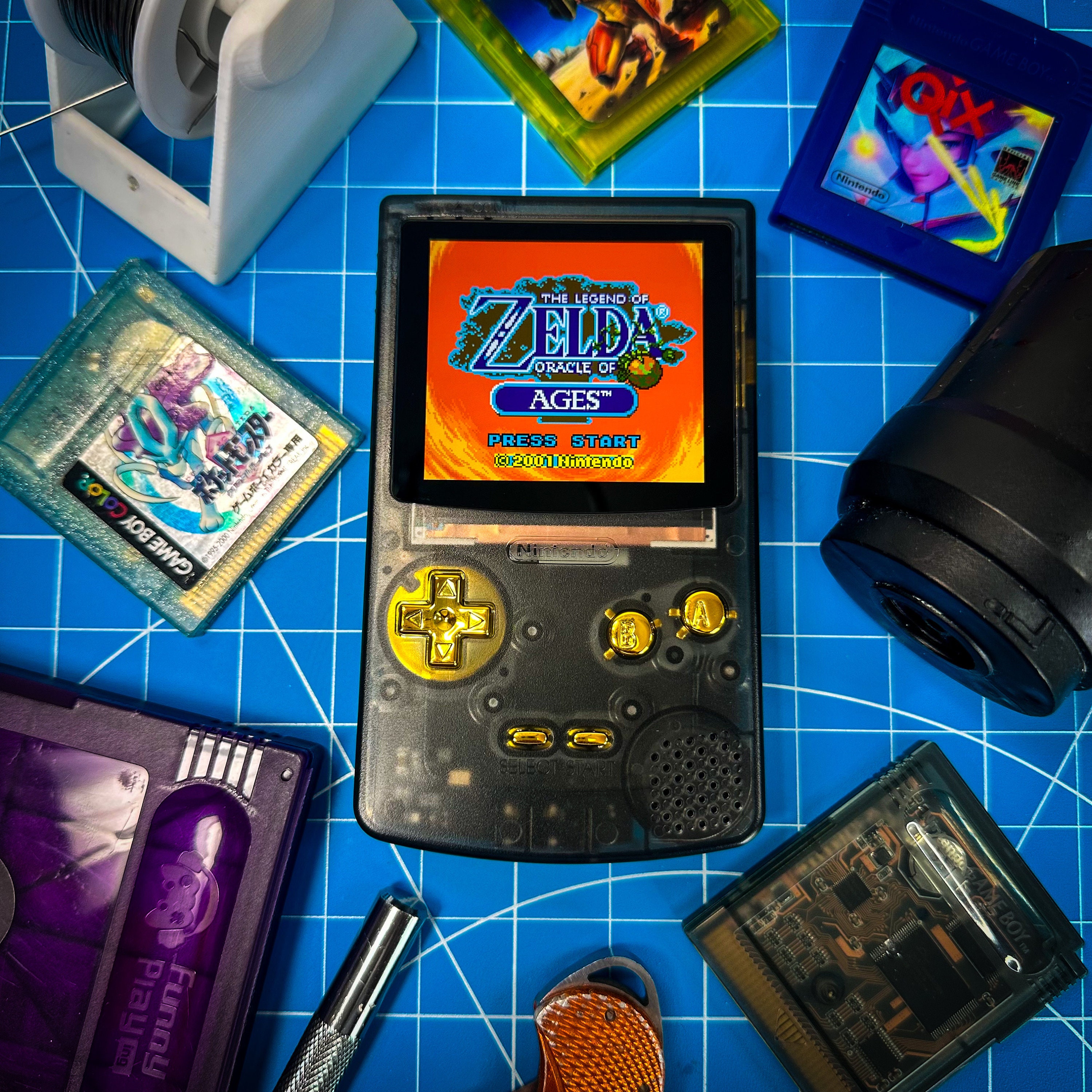 Gameboy Color Funnyplaying FPGA Smoke Clear Shell Black Pcb Gold ...