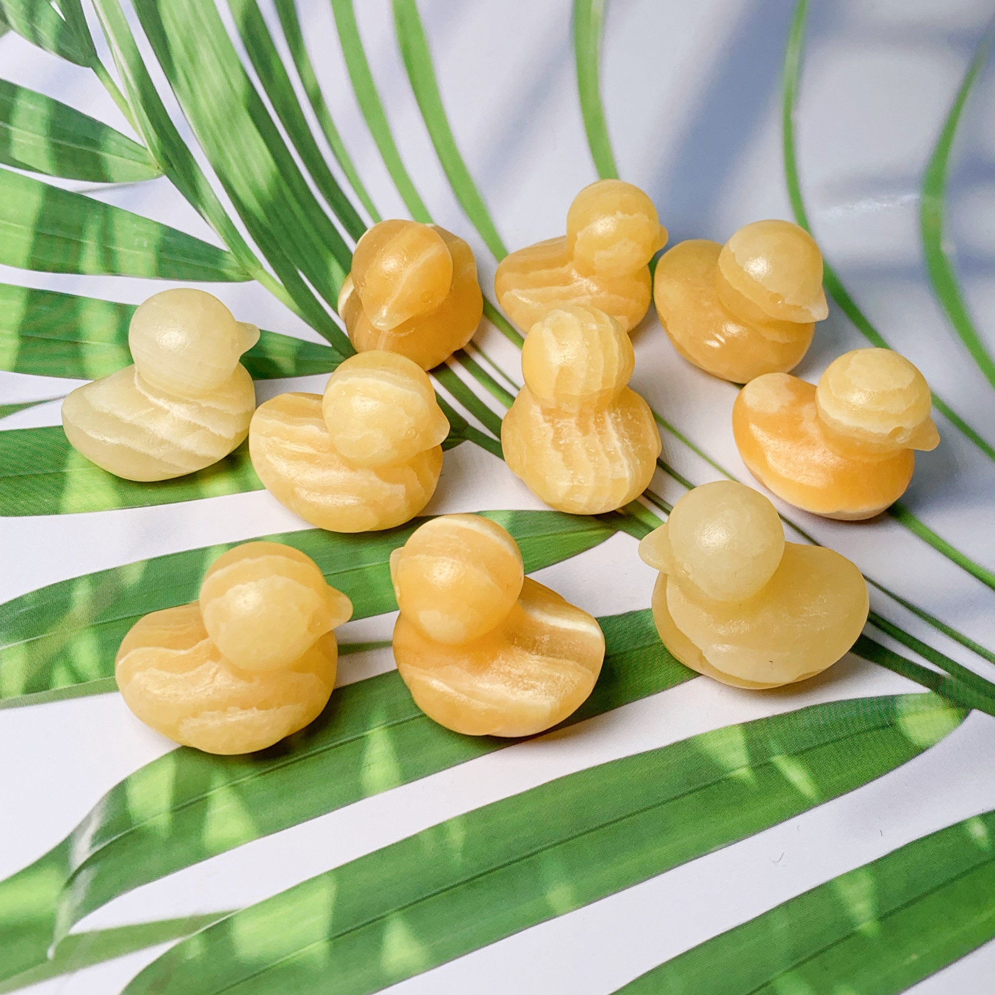 One Mini Orange Calcite Rubber Duck Carving Home Decorationstone ...