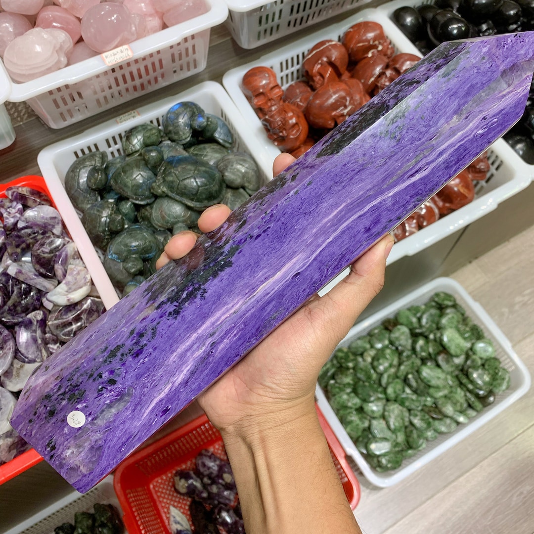 38 CM Natural Charoite Large Crystal Tower,charoite Point Tower,healing ...