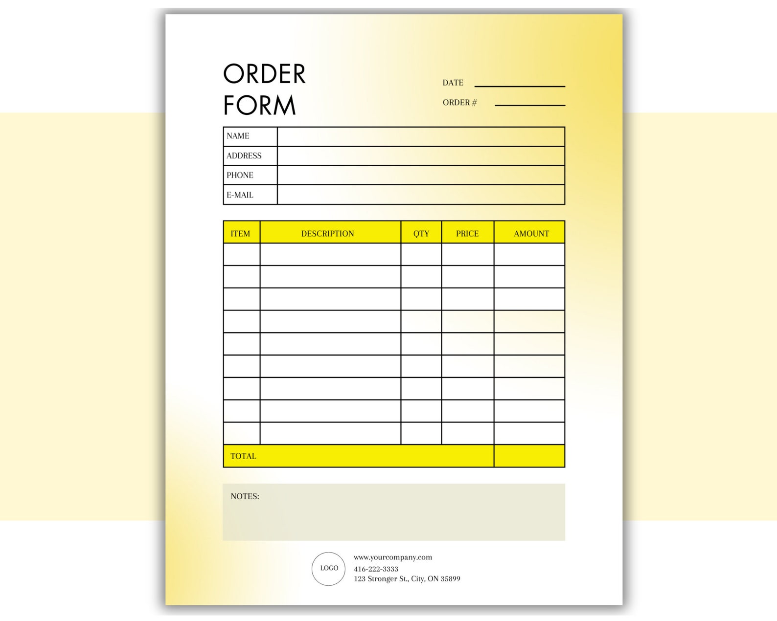 Order Form Template Editable, Order Form Template, Business Invoice ...