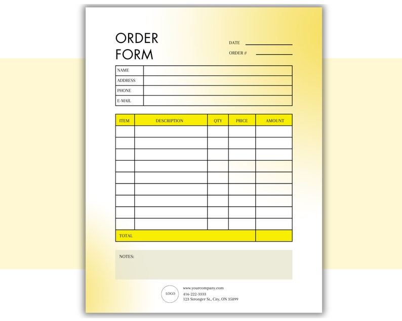 Order Form Template Editable, Order Form Template, Business Invoice ...