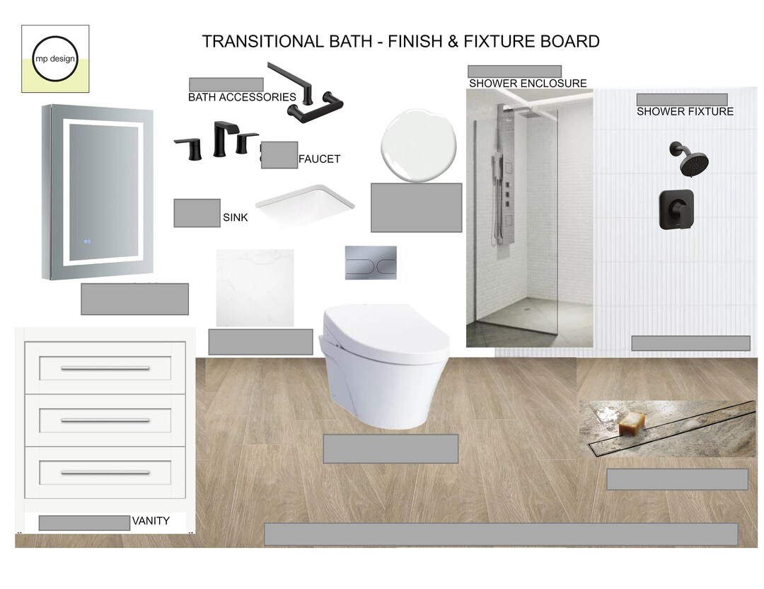 Transitional Bath - Finish & Fixture Style Board W/product List - Etsy