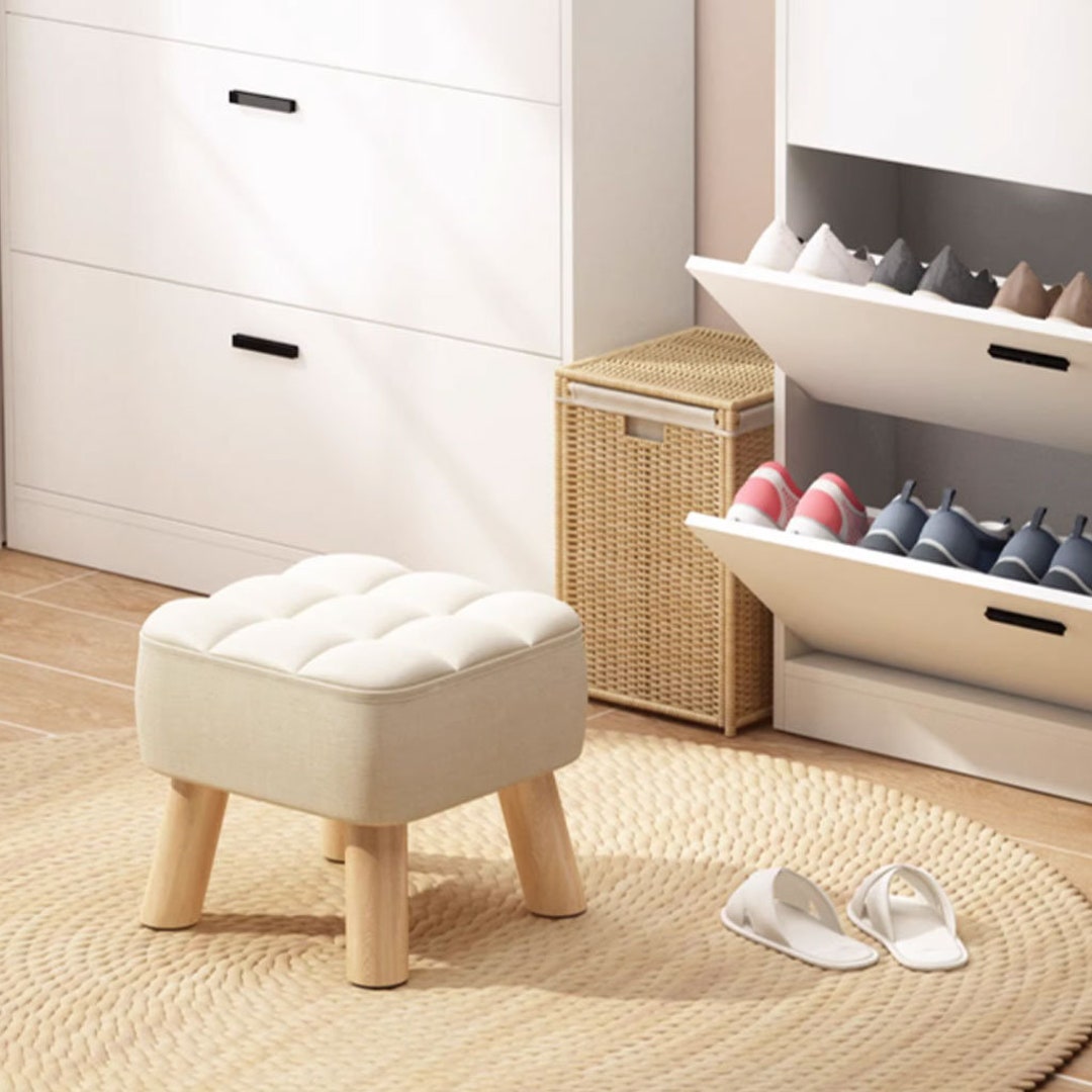 Solid Wood Stool, Modern Sofa Stool, Simple Square Stool, Living Room ...