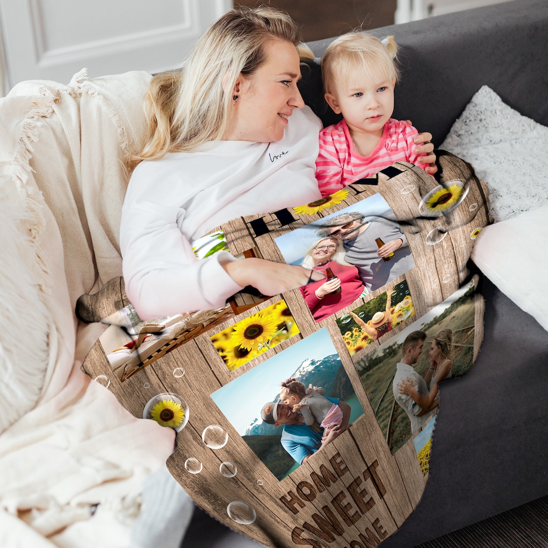 Customizable Photo Blanket,custom Photo Collage Blanket, Anniversary ...