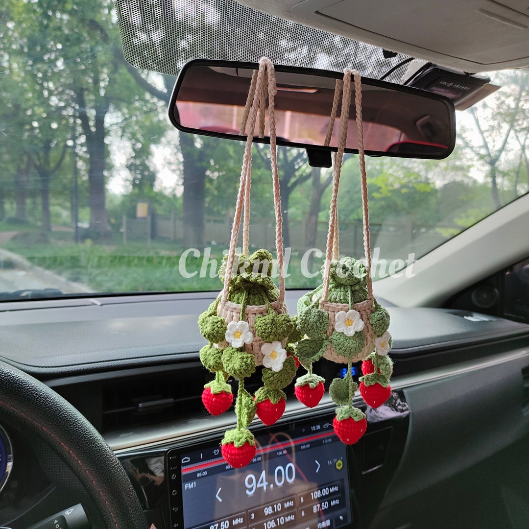 Car Accessories for Women, Crochet Plant Car Hanging, Crochet ...