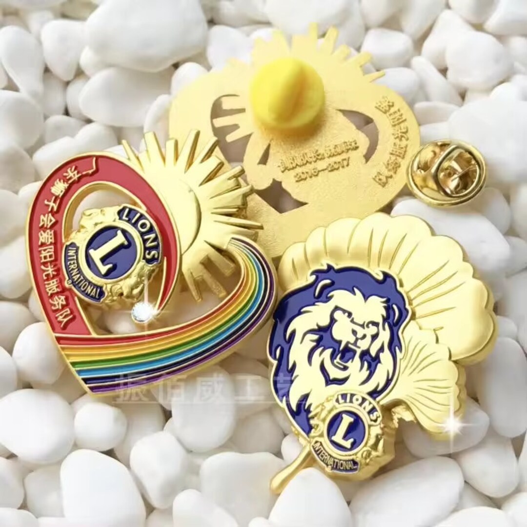 Custom Metal Lapel Logo Hat Pins Personalized Lion Club Soft Enamel Pin ...