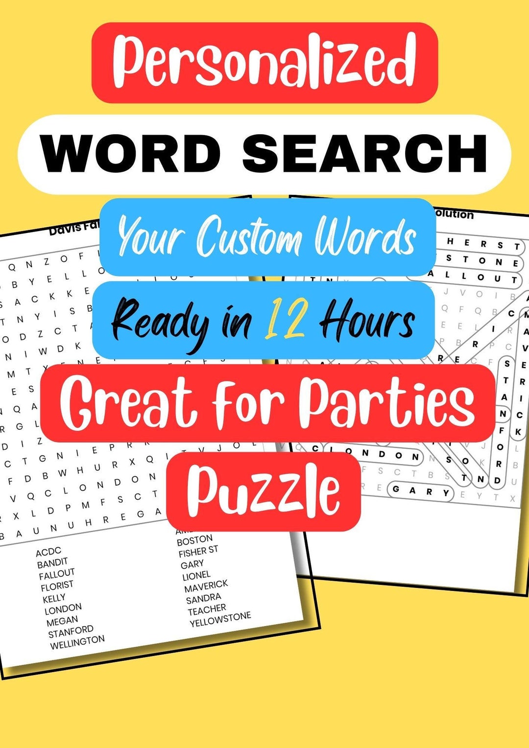 Personalized Word Search Puzzle for Family Parties, Custom Made for You ...