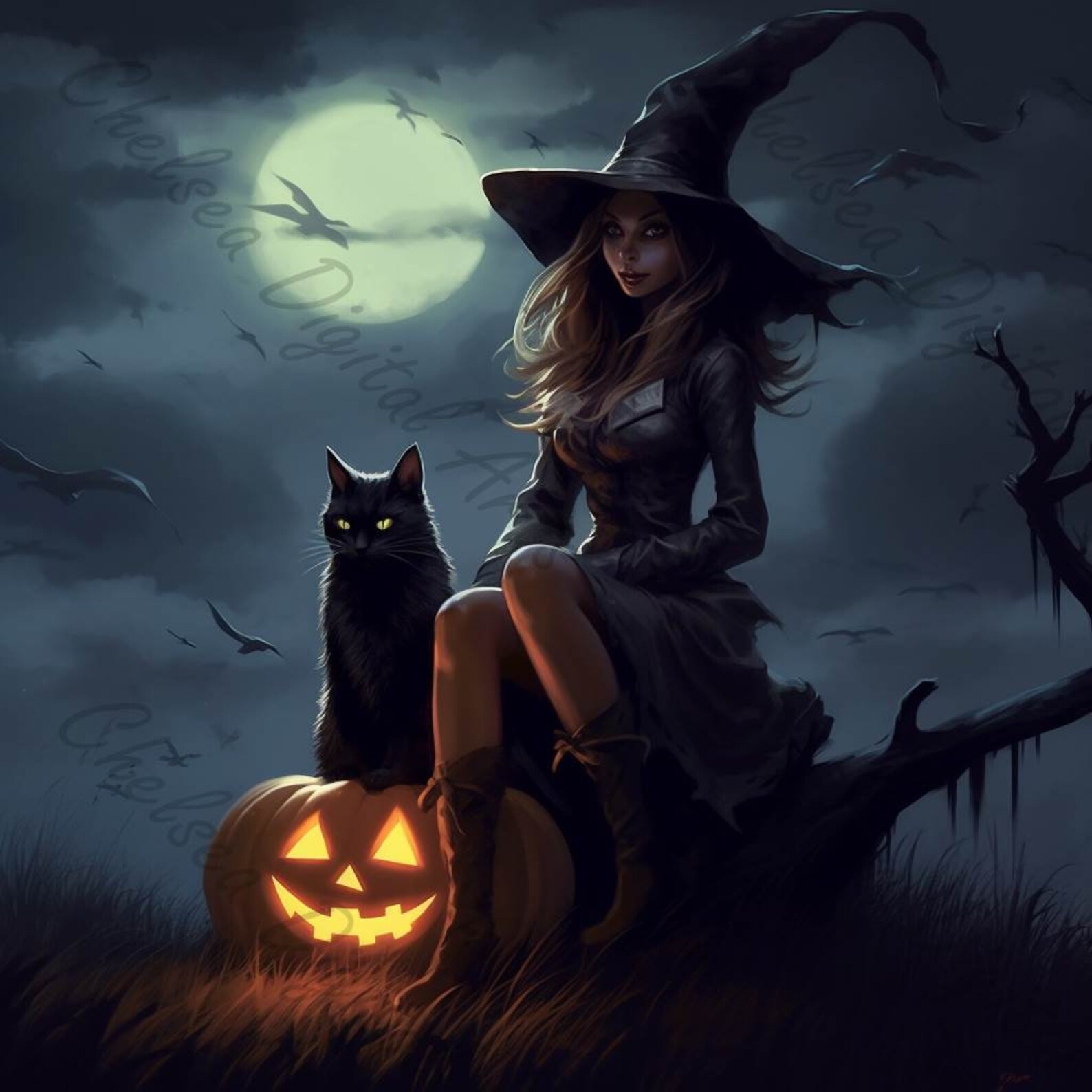 Witches Printable Art Wall Art 4K Jpgs, 12 Witchy Witches and Their ...