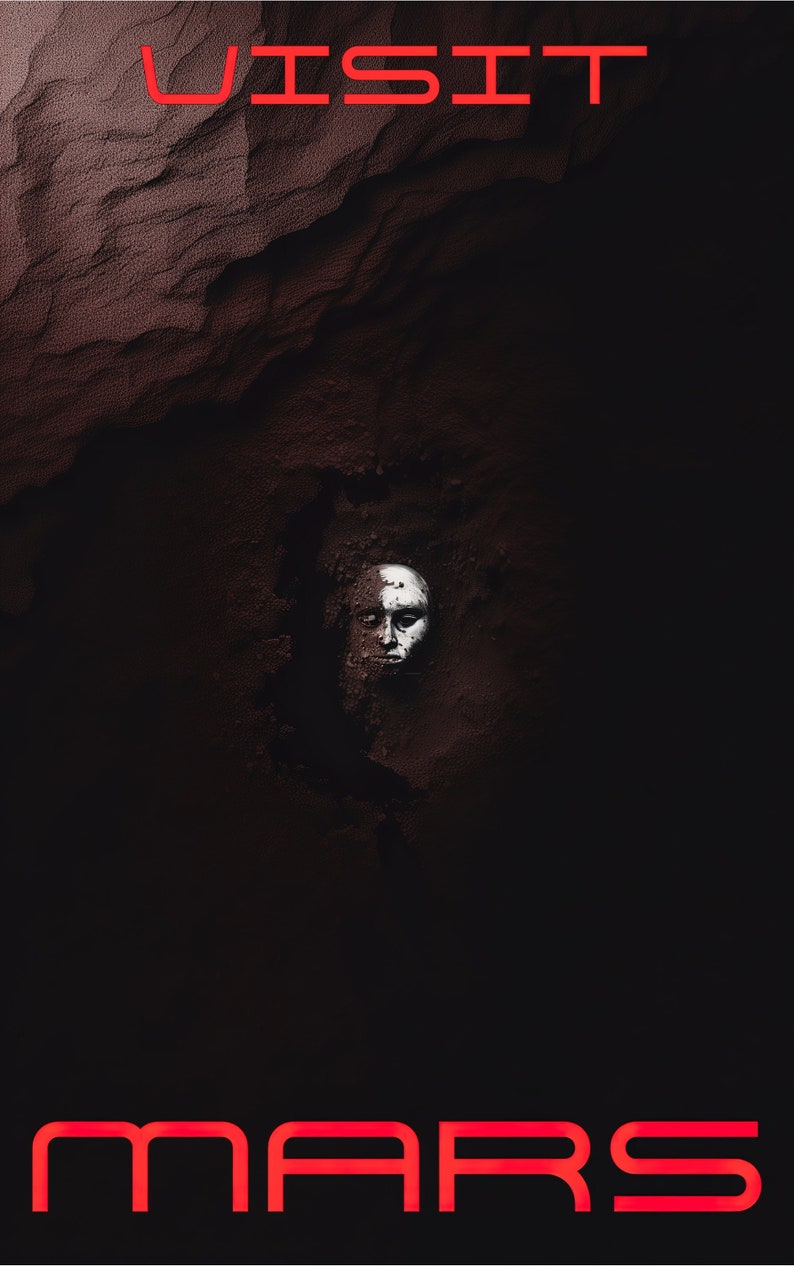 Face on Mars Mars Travel Poster Mars Mysteries Space Travel Ancient ...