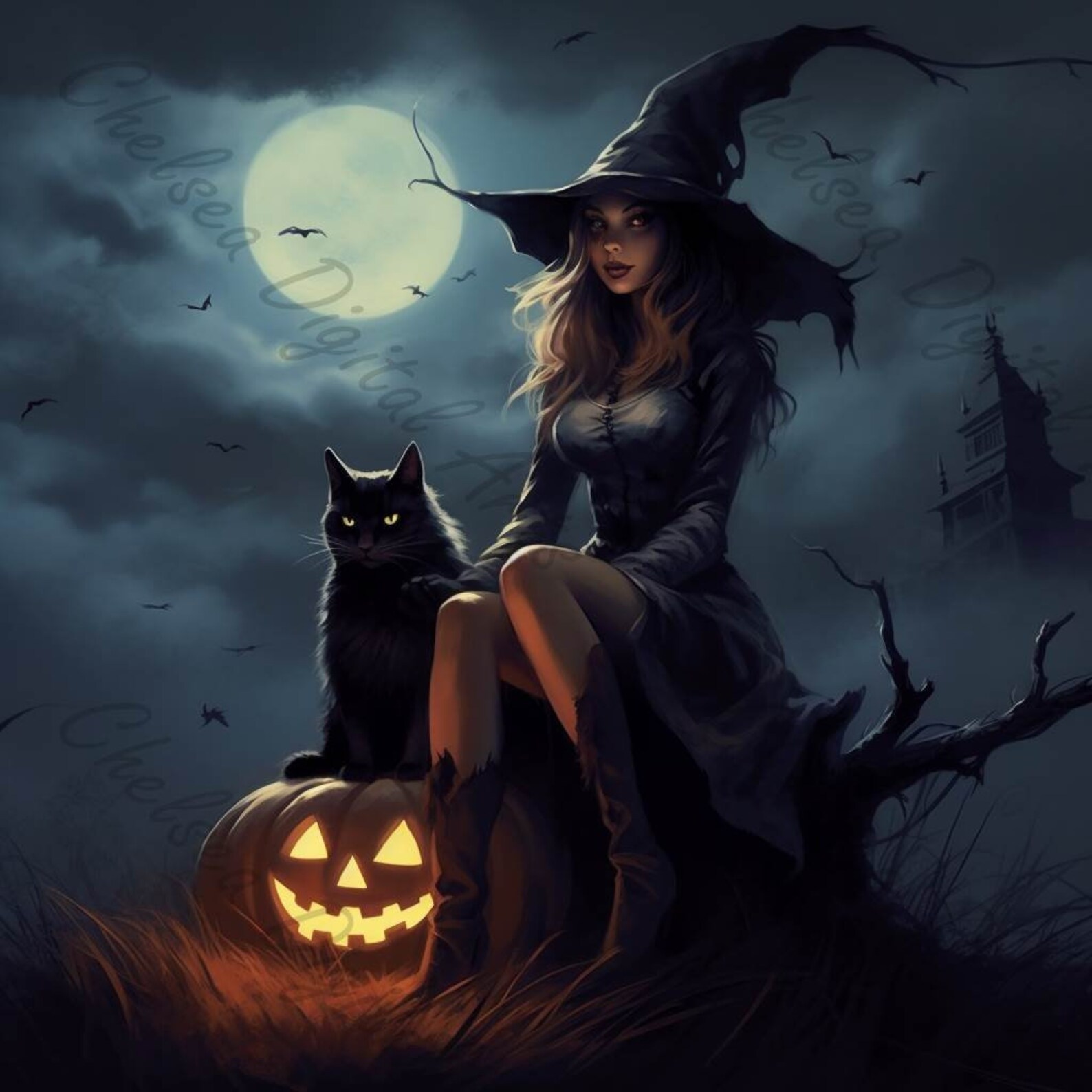 Witches Printable Art Wall Art 4K Jpgs, 12 Witchy Witches and Their ...