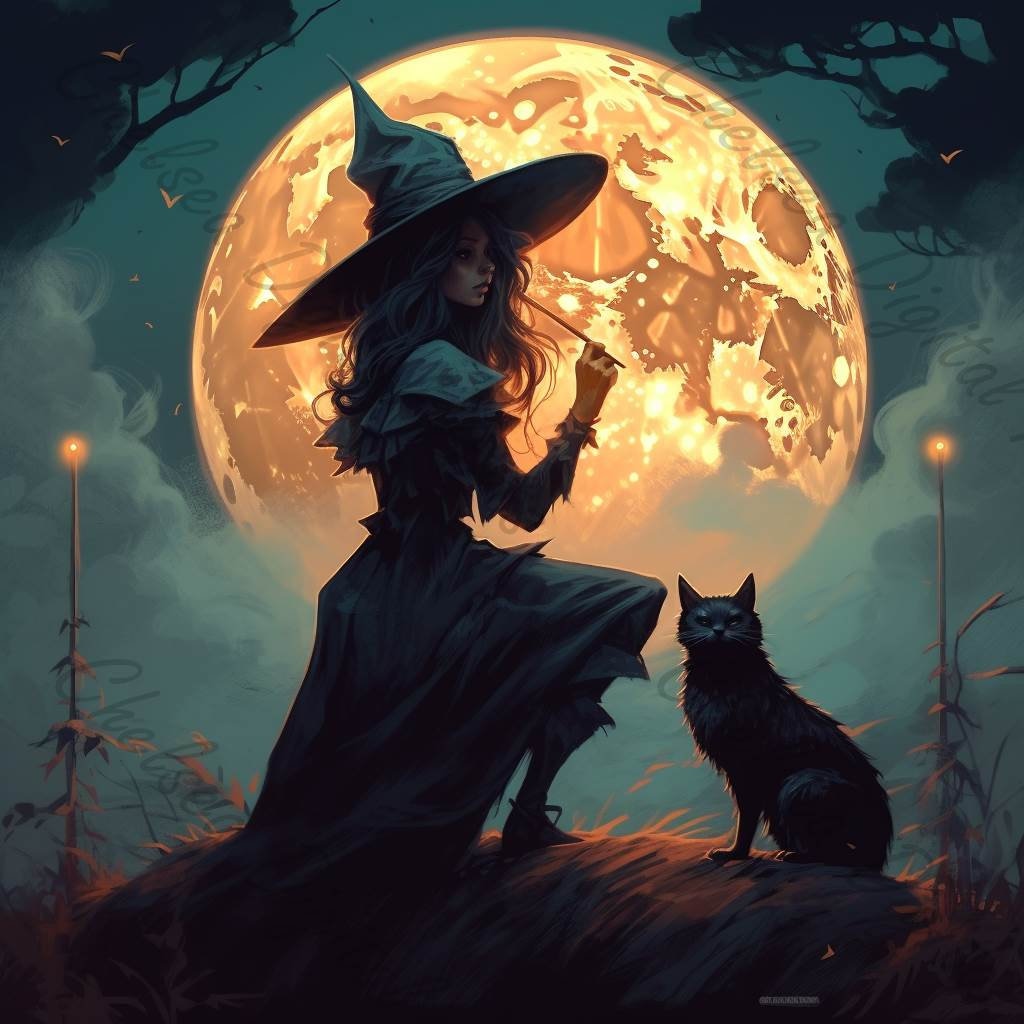 Witches Printable Art Wall Art 4K Jpgs, 12 Witchy Witches and Their ...