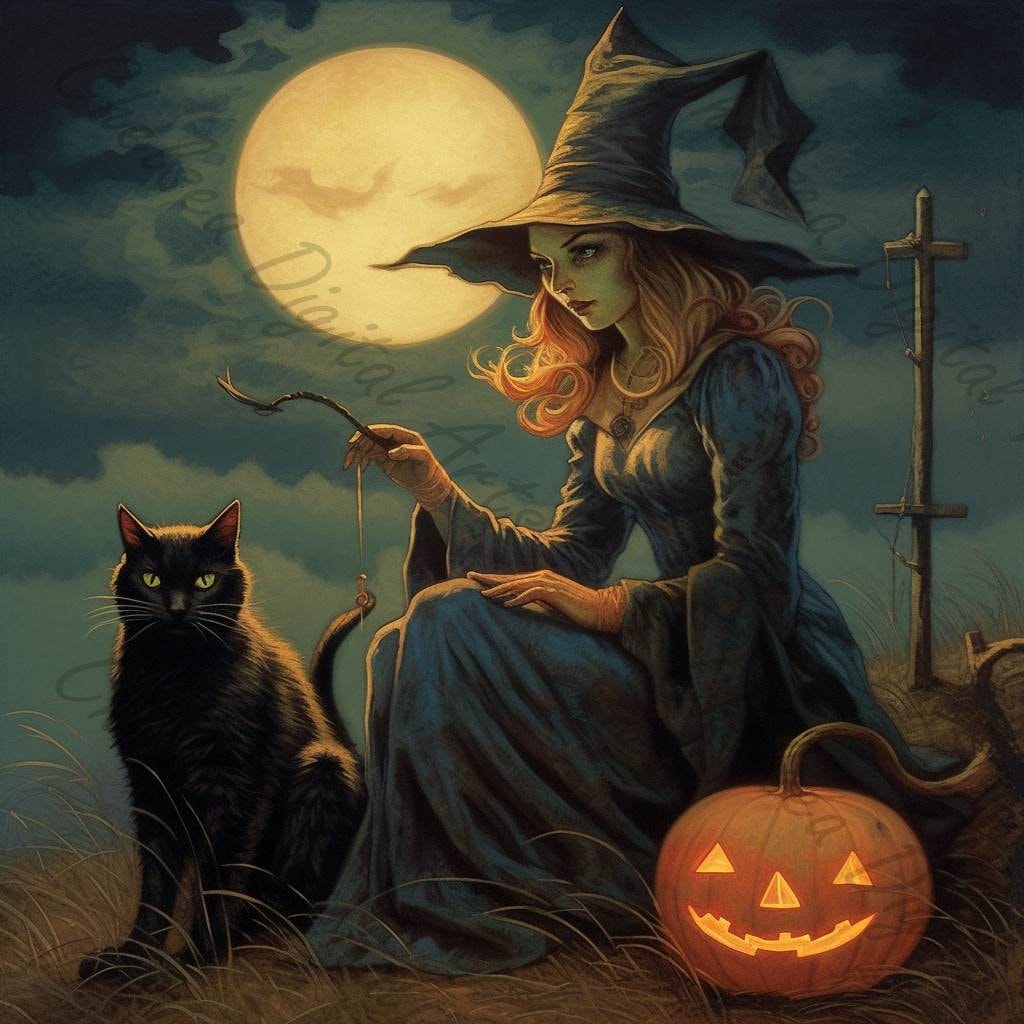 Witches Printable Art Wall Art 4K Jpgs, 12 Witchy Witches and Their ...