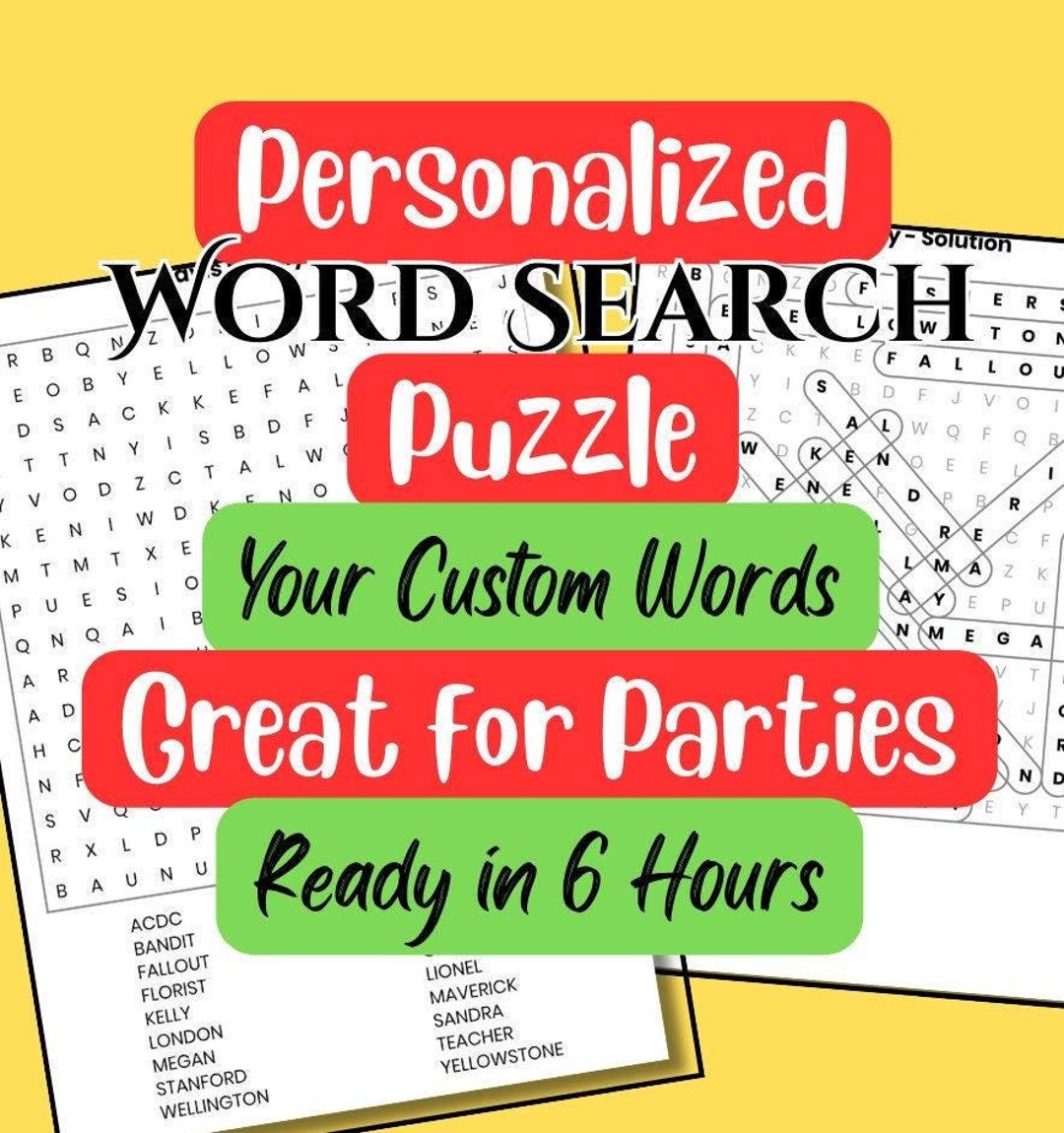 Personalized Word Search Puzzle for Family & Summer Parties, Custom ...