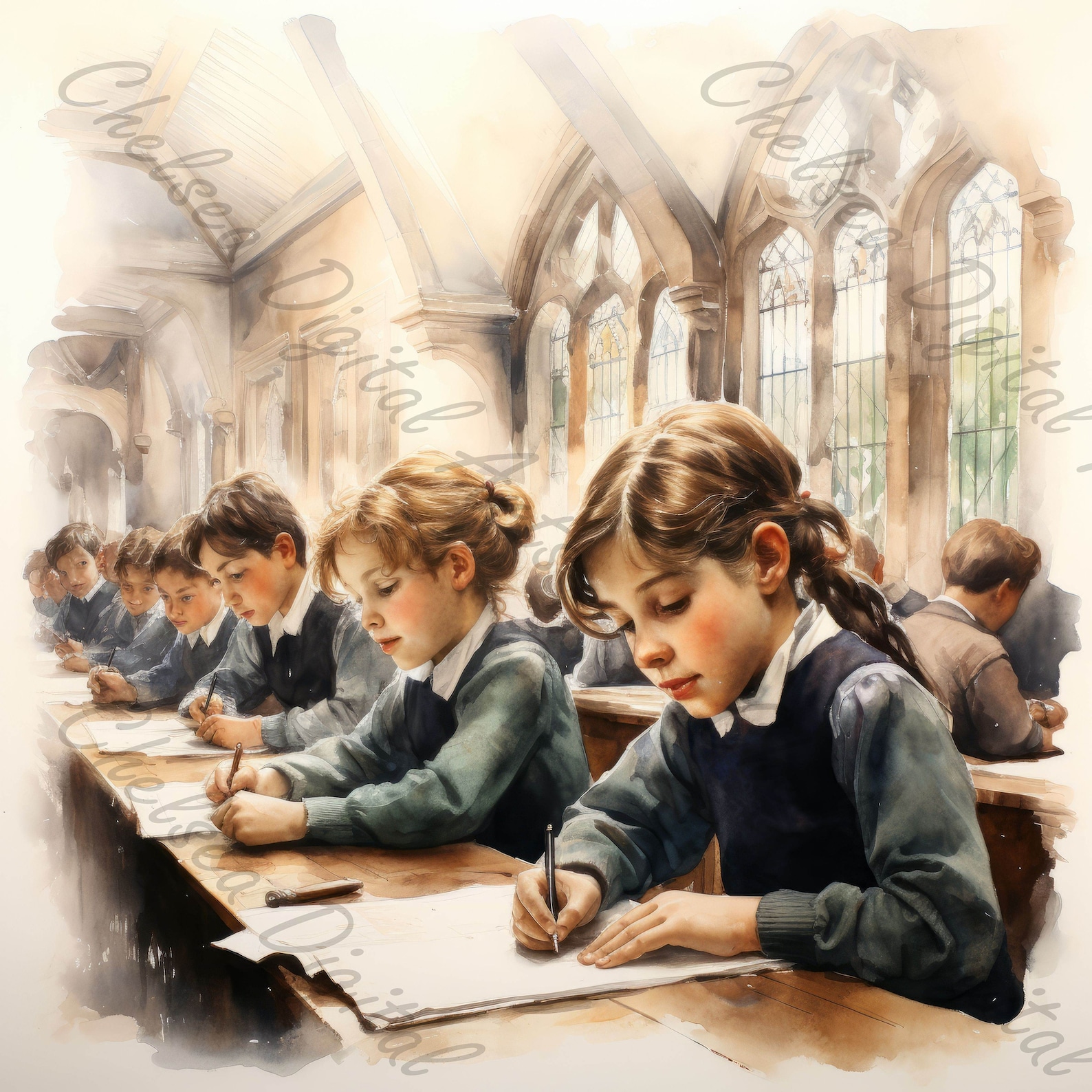 20 Delightful Watercolor Victorian School Days Clip Art – Teachers ...