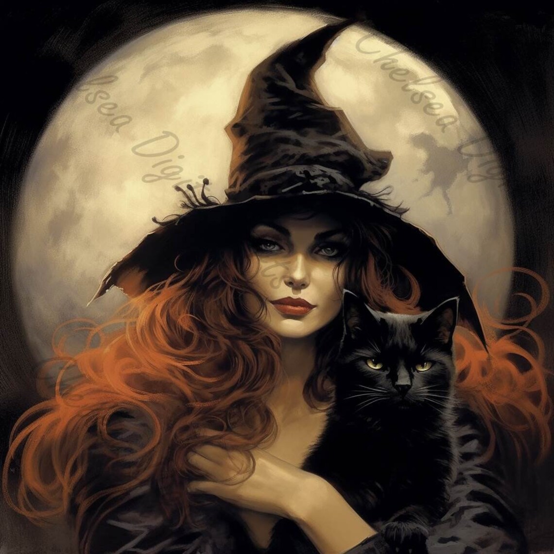 Witches Printable Art Wall Art 4K Jpgs, 12 Witchy Witches and Their ...