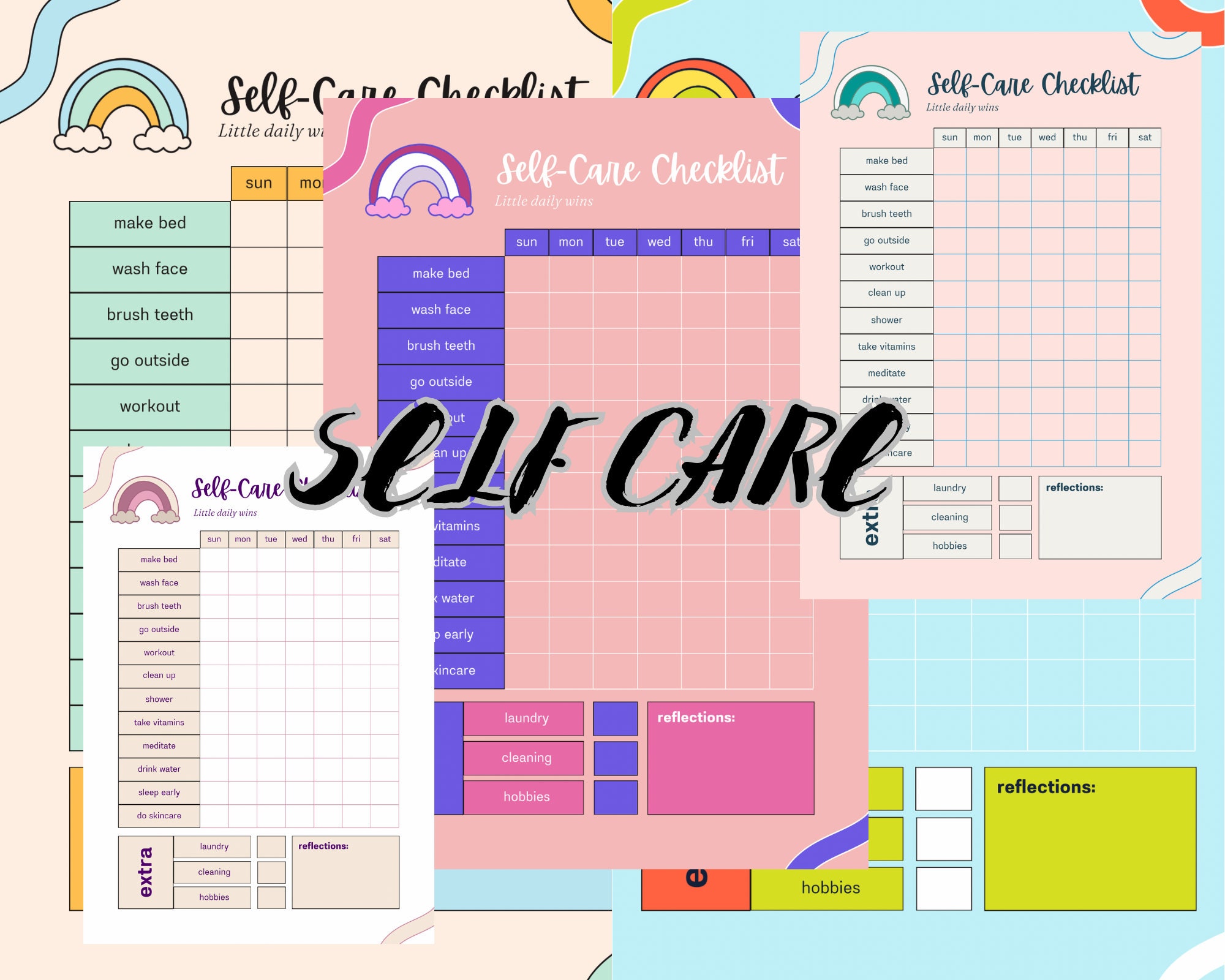 Daily Self Care Checklist Printable Prioritize Your Wellbeing Etsy
