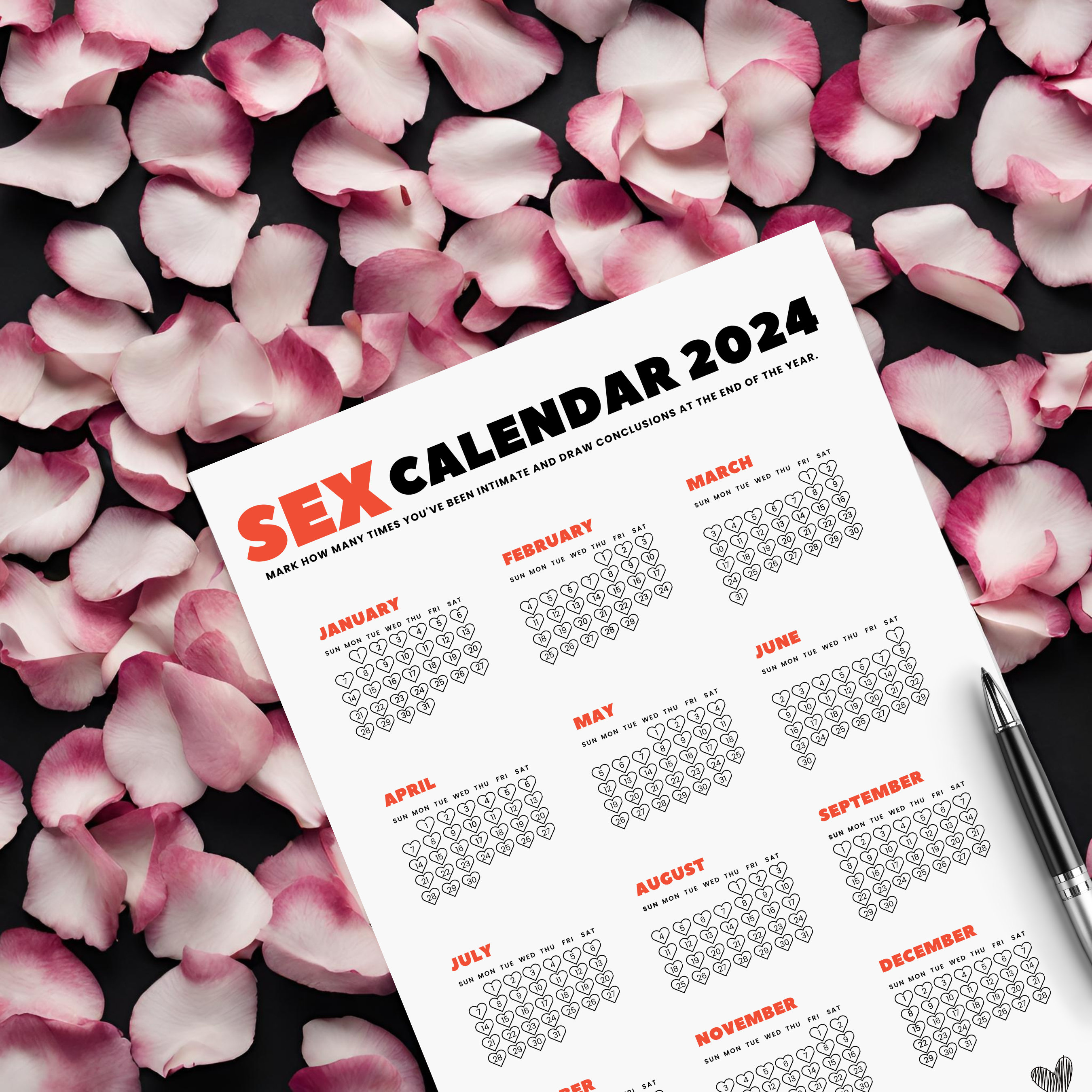 Sex Calendar 2024 Intimacy Tracker Printable Calendar Original T