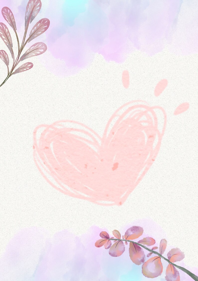 Heart & Flower Letter Printable A4 Size JPG PNG Format 1414x2000 Pixel ...