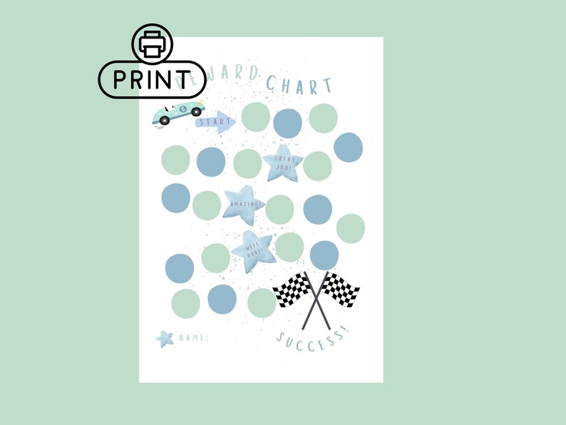 Printable Race Car Reward Chart for Kids| Instant Download| Parenting ...