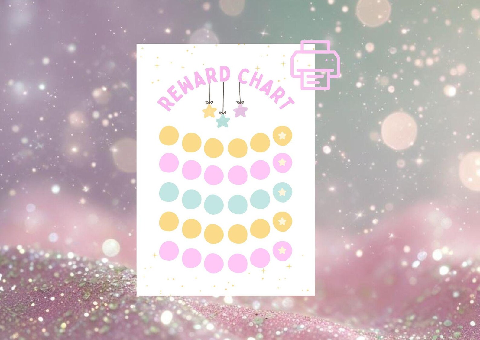 Star Chart Reward Chart for Preschool/toddlers/children Pink Yellow ...