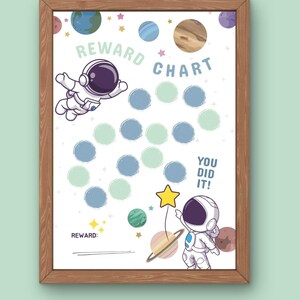 Space Chart Reward Chart for Preschool/toddlers/children Pink Yellow ...