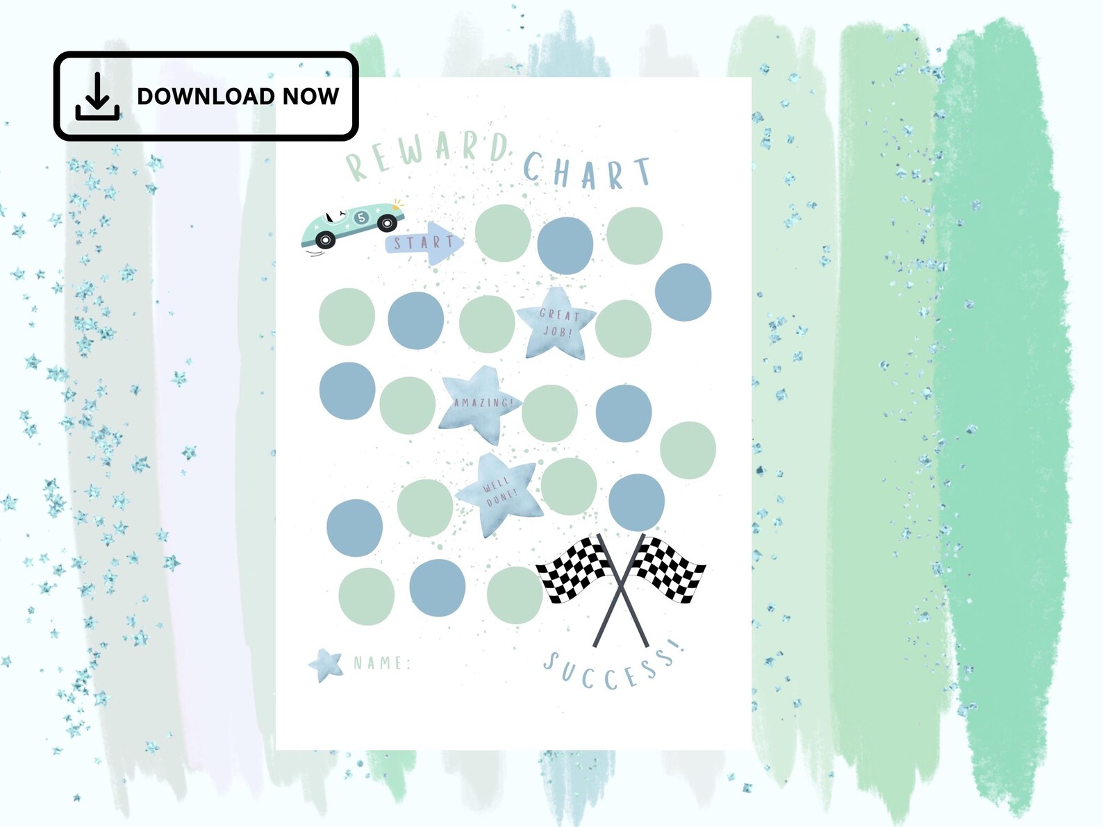 Car Racing Star Chart Reward Chart for Preschool/toddlers/children ...