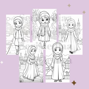 5 Hijabi Princesses Islamic Colouring Pages for Kids / Printable PDF - Etsy