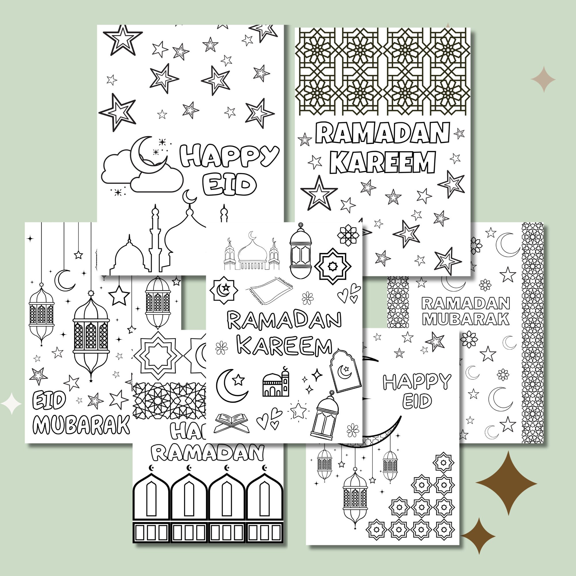 10 Ramadan and Eid Colouring Pages Bundle for Kids Islamic Activity ...