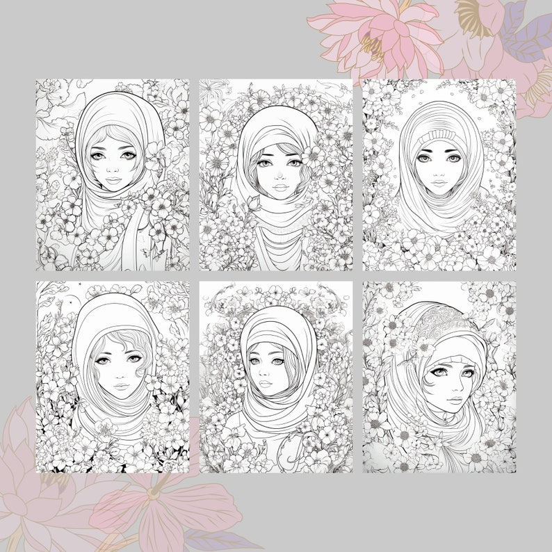 16 Muslim Girls Islamic Colouring Pages / Printable PDF / - Etsy