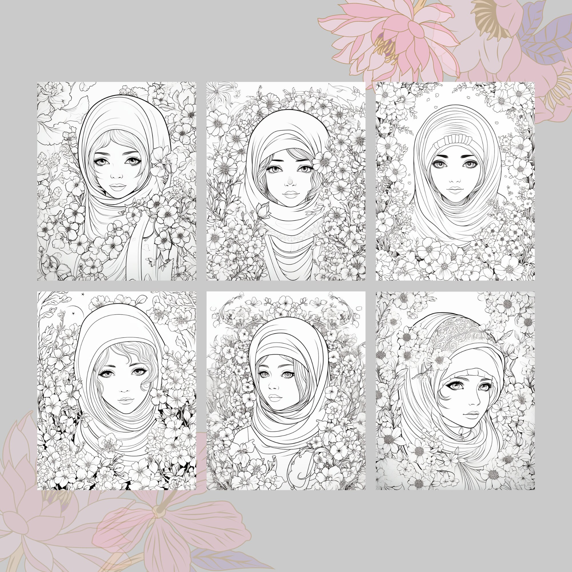 16 Muslim Girls Islamic Colouring Pages / Printable PDF / - Etsy