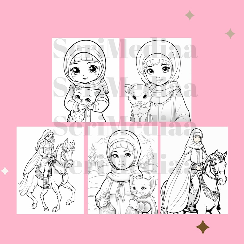 5 Cute Islamic Colouring Pages for Kids / Printable PDF - Etsy