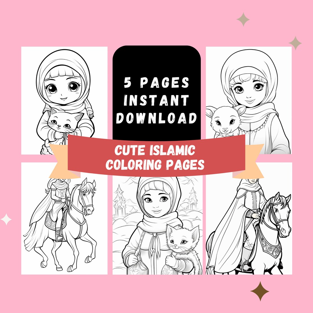 5 Cute Islamic Colouring Pages for Kids / Printable PDF - Etsy