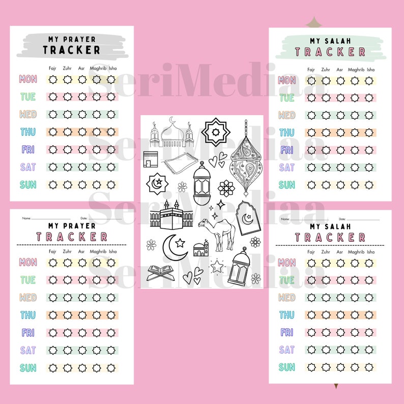 My Salah Tracker, Prayer Tracker 2 Designs With FREE Colouring Page ...
