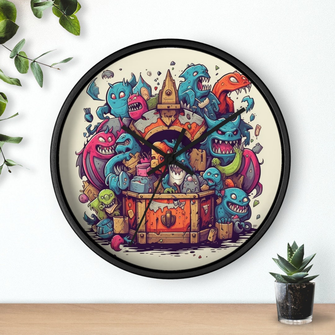 Monster Wall Clock: Whimsical Dnd Decor, Wood & Metal - Etsy