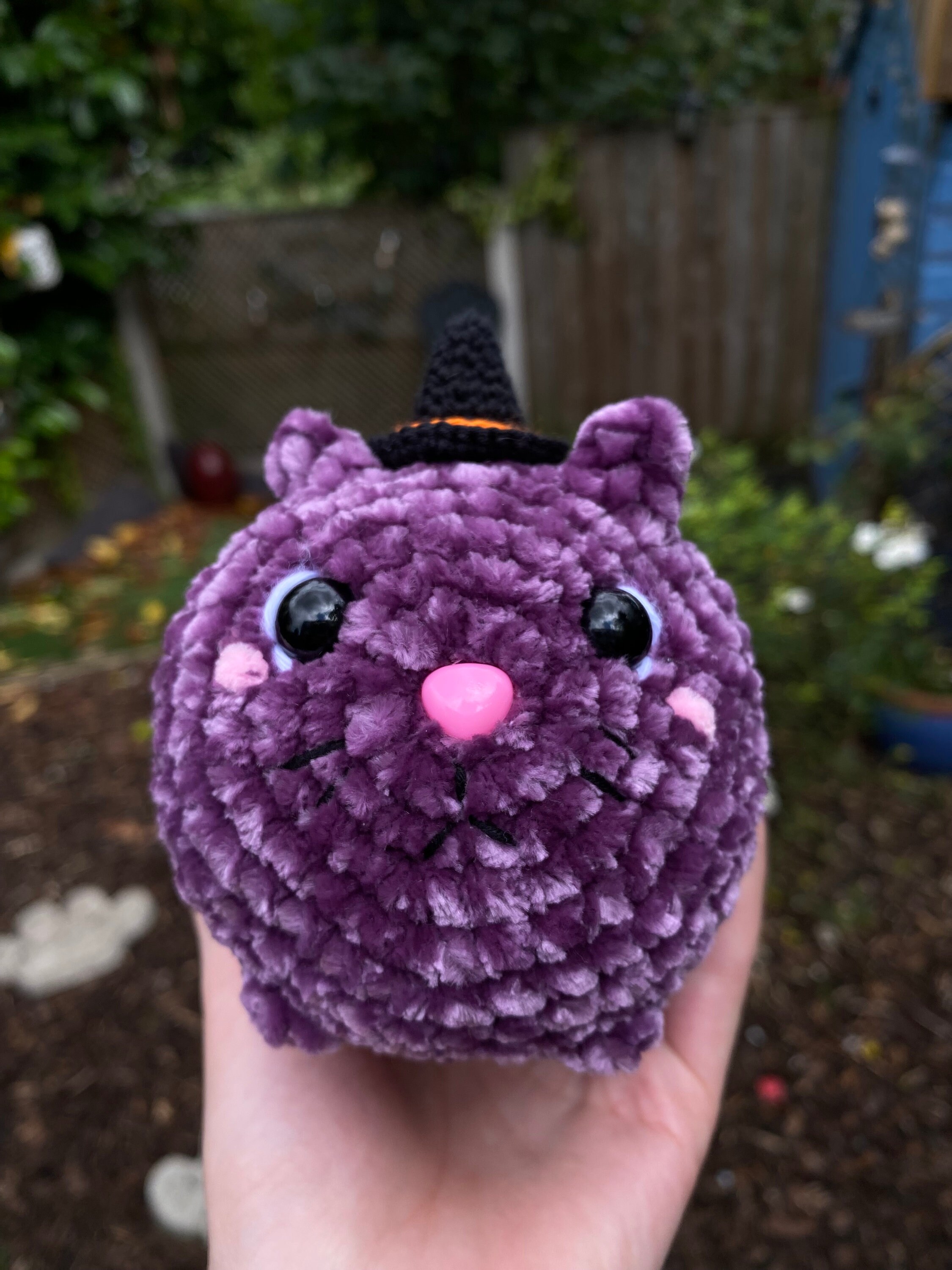 Crochet Witch Cat Plushie Dark Purple Velvet Amigurumi Kitty - Etsy