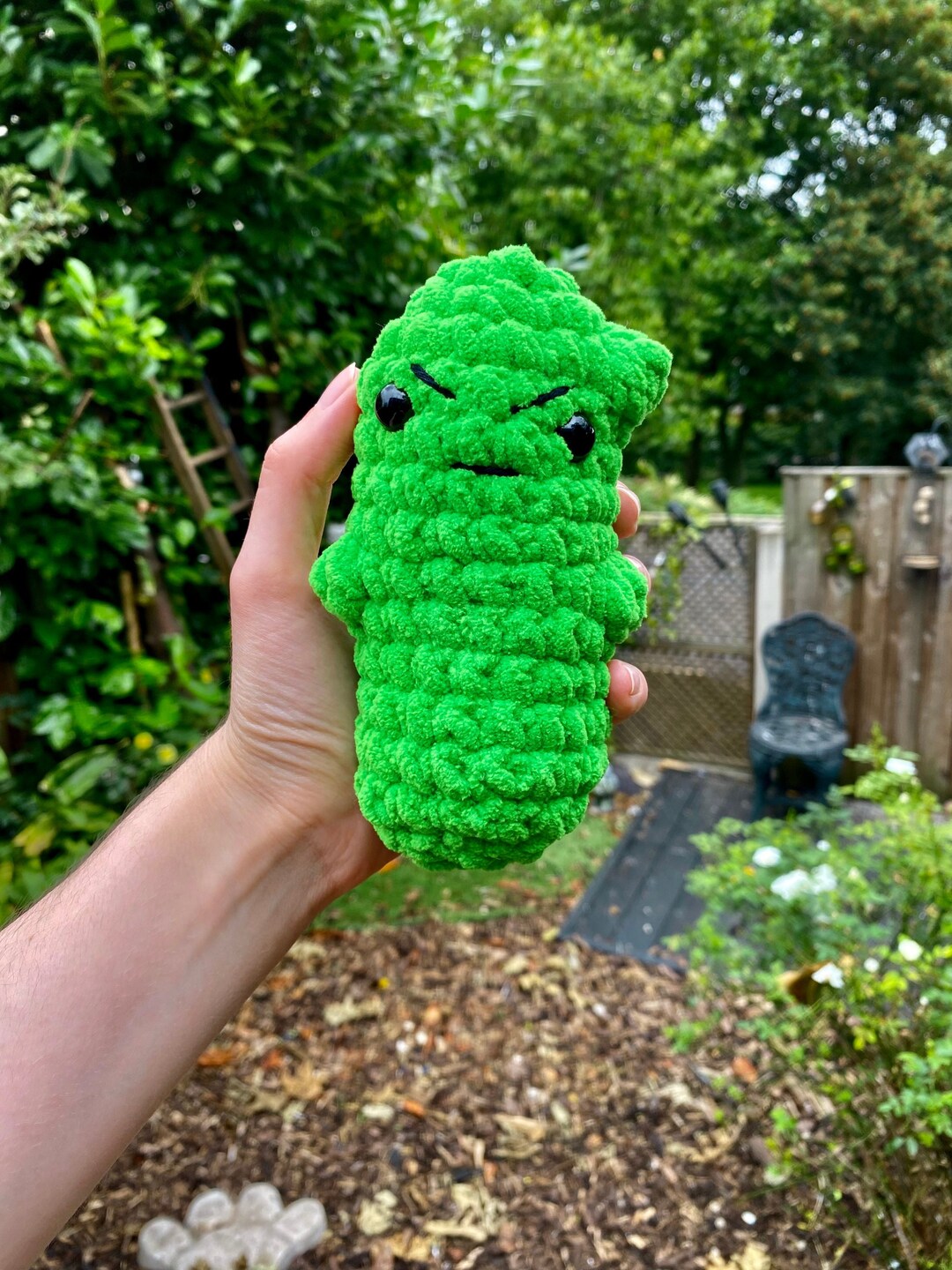 Crochet Angry Pickle Amigurumi Chunky Green Gherkin Plushie - Etsy