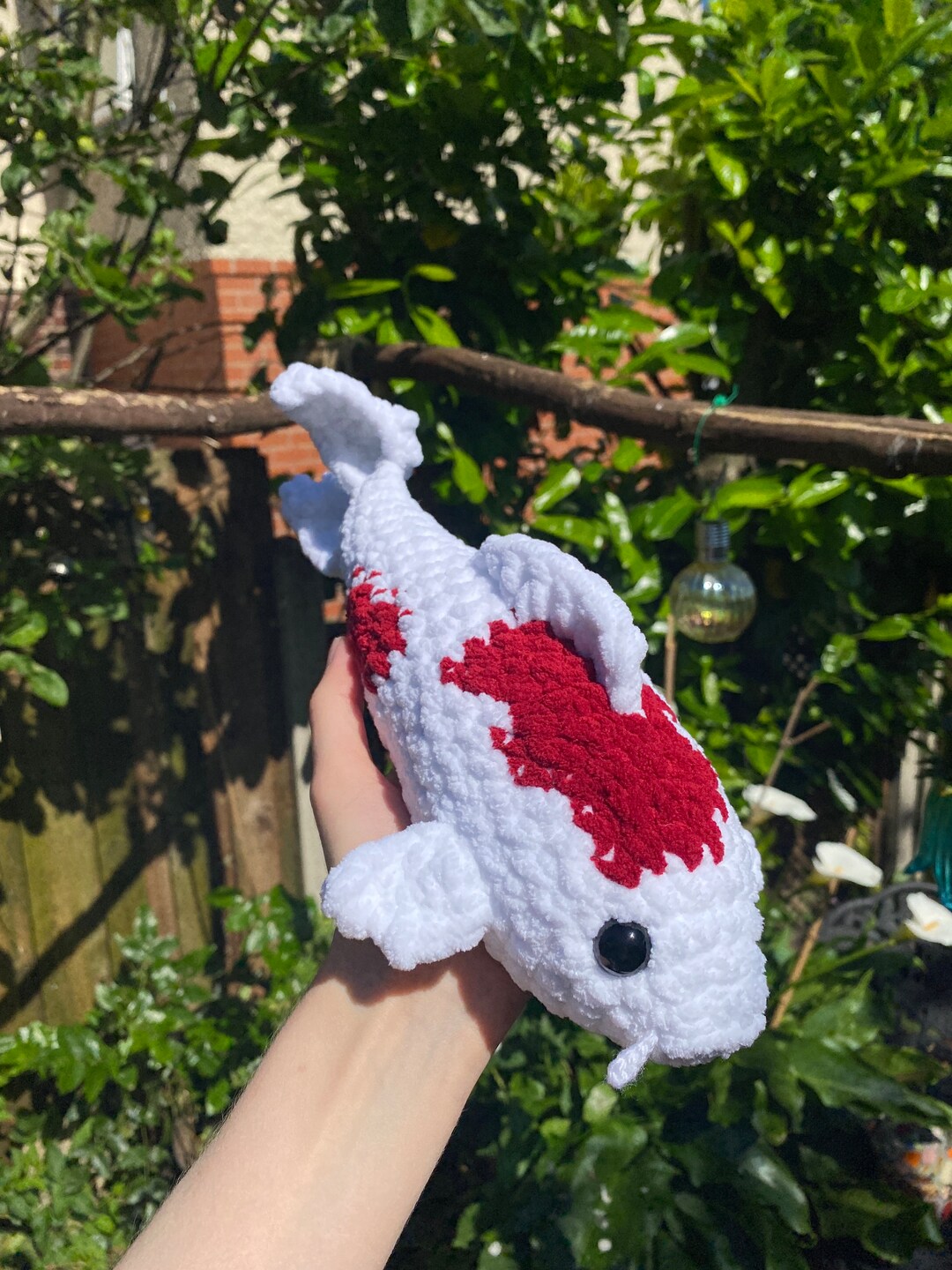 Crochet Koi Fish Berries and Cream White and Red Carp Amigurumi Unique ...