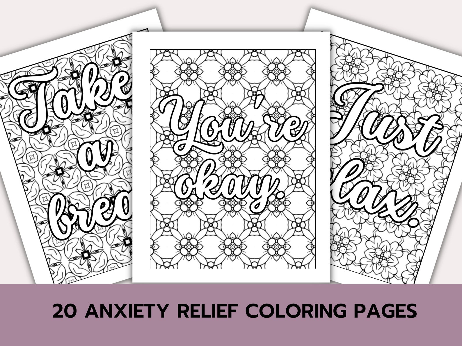 Anxiety Relief Coloring Pages, Editable Template, With Private Label ...