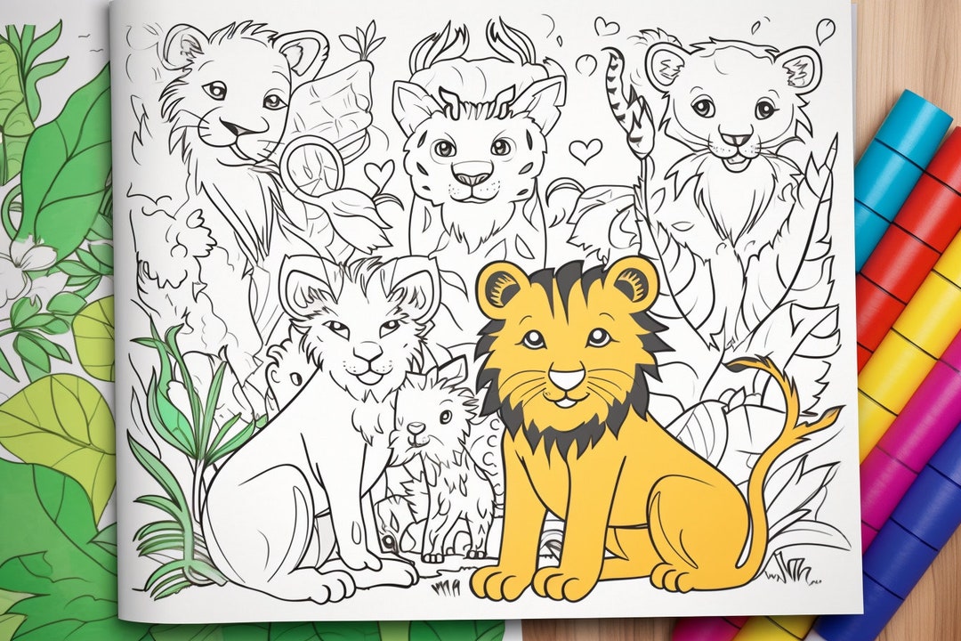 Coloring Book - 50 Pages - Children Jungle Book. Printable Coloring ...
