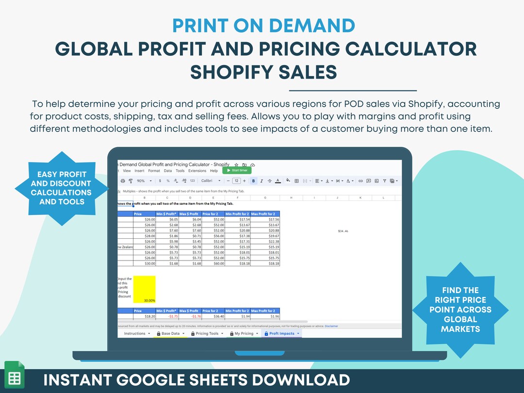 USA Print on Demand POD Global Profit and Pricing Calculator Tool ...