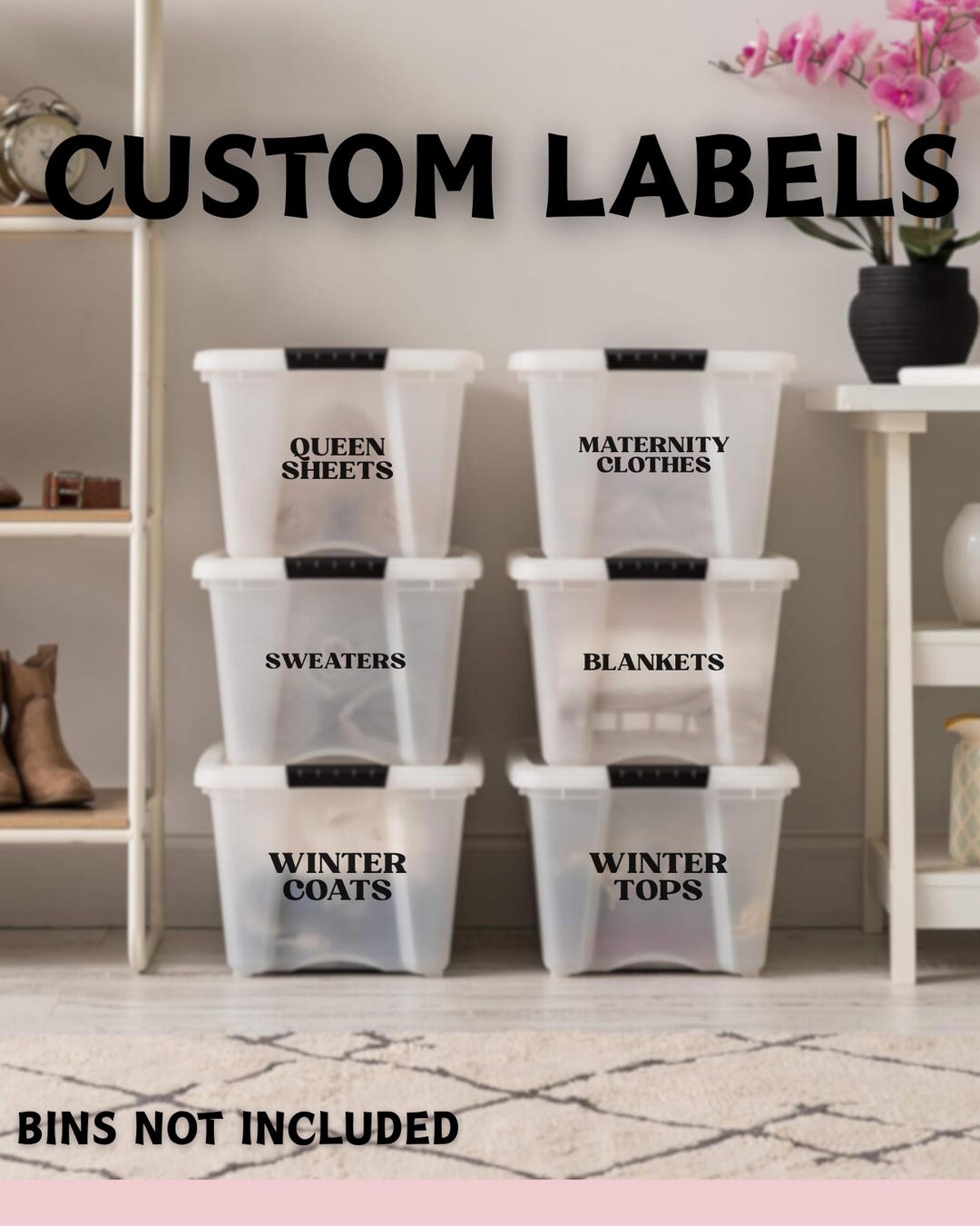 Custom Vinyl Labels for Bins & Storage – Pantry, Toy Box, Bathroom and ...