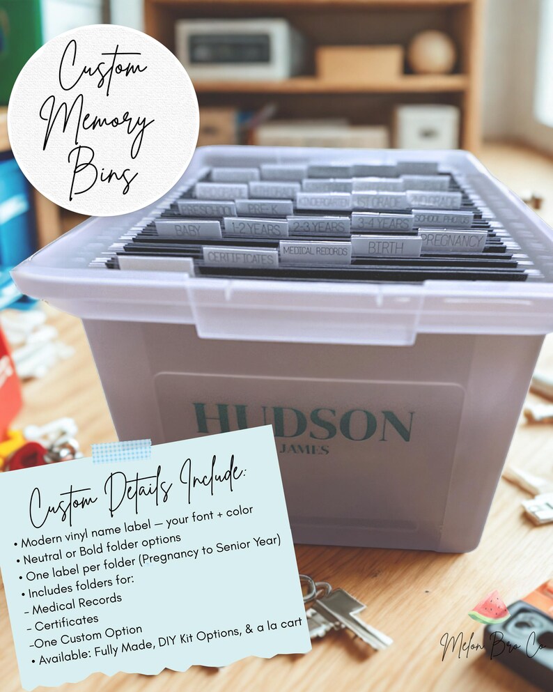 Fully Assembled School Memory Bin – Personalized Keepsake Box With 25 ...