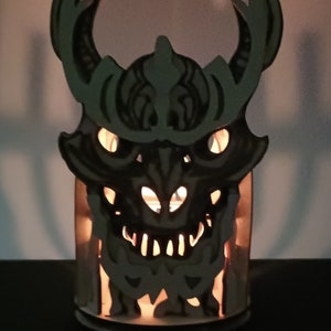 Demon Halloween Lantern SVG Laser Cut Files Scary Night Light Candle ...