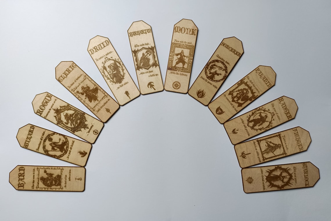 RPG Bookmarks SVG Laser Cut Digital Files Bundle 12 Character Designs ...